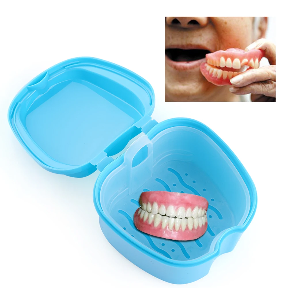 Portable Denture Box With Hanging Net Container Denture Bath Box Case ...