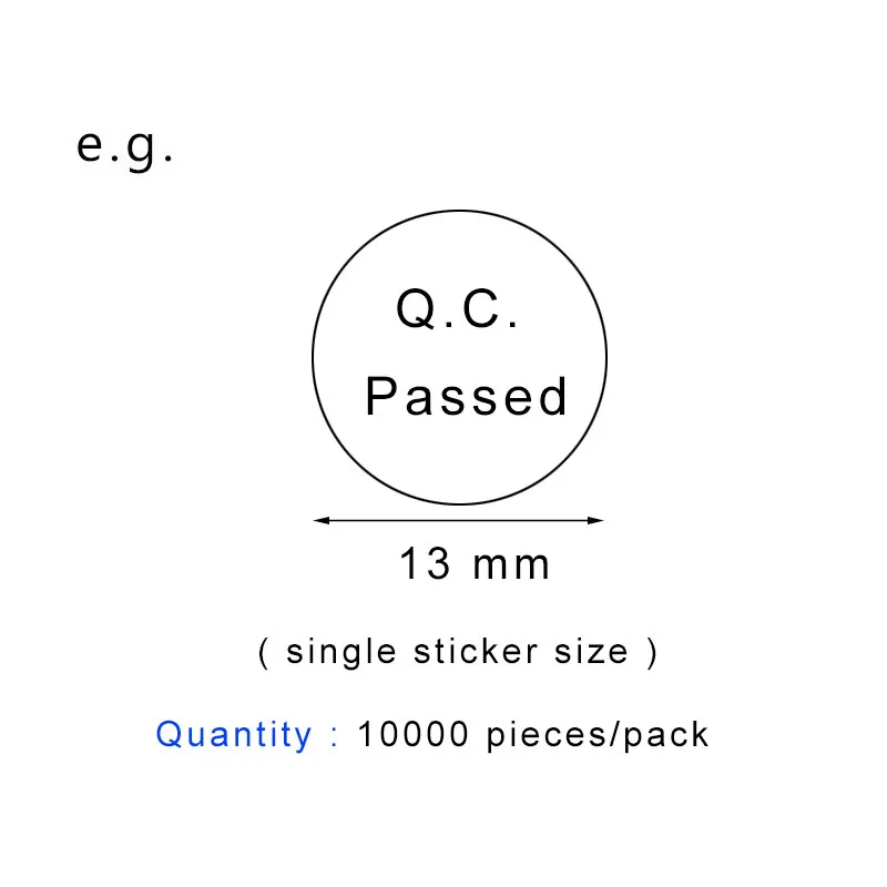 10000 Pieces Qc Adhesive Label Sticker Custom Label Sticker Qc Passed Stickers White Color Round