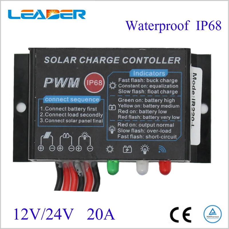 20 Pcs/lot Waterproof Pwm 10/20a Solar Charge Controller 12v 24v Auto ...