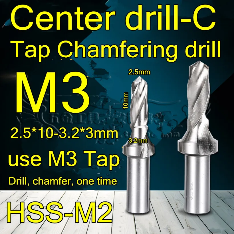 M3=2.5x10 3.2x3mm' 2pcs HSS M2 Tap Chamfering drill Center drill C use ...