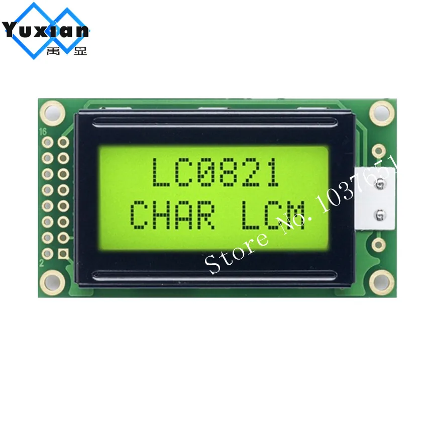 high quality 2pcs 8x2 0802 LCD display module green 58x32mm LC0821 LY ...