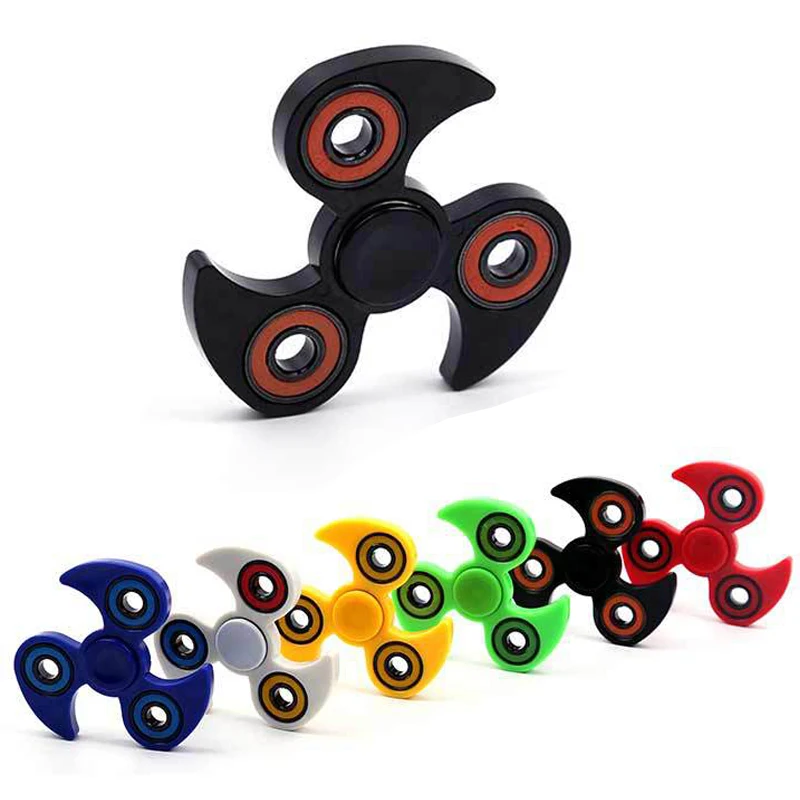 New Black Tri-spinner Fidgets Toy Plastic Edc Sensory Fidget Spinner ...