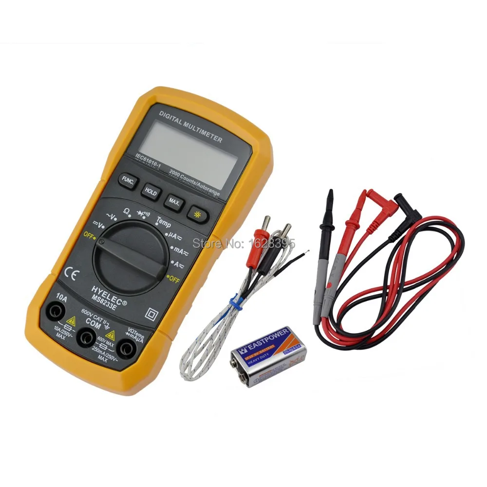 Hyelec Ms8233e Mini Digital Multimeter With Probe Memory And