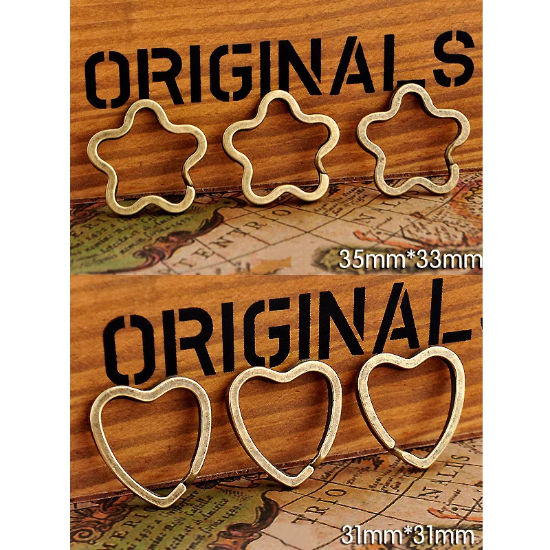 5pcs Bronze Plated Heart Sun Flower Split Ring Double Loops Link ...