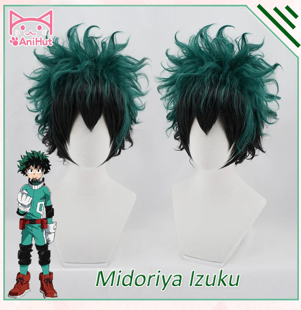 NEW VER AniHut Anime My Hero Academia Wig Deku Cosplay Hair Izuku ...