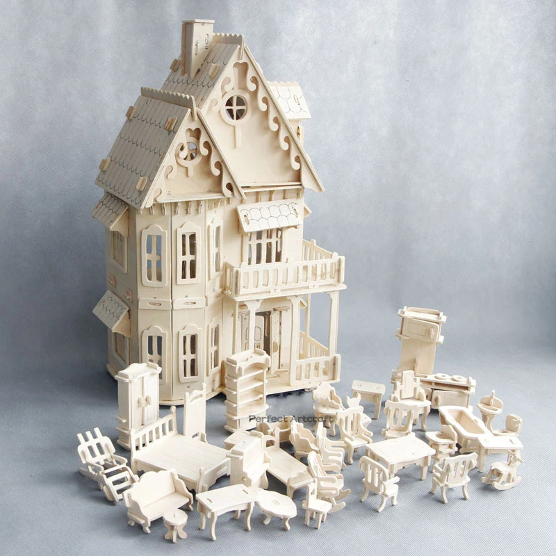 Maison de poupée en bois, meubles miniatures, jouet pour poupées, bricolage, démontage, puzzle ...