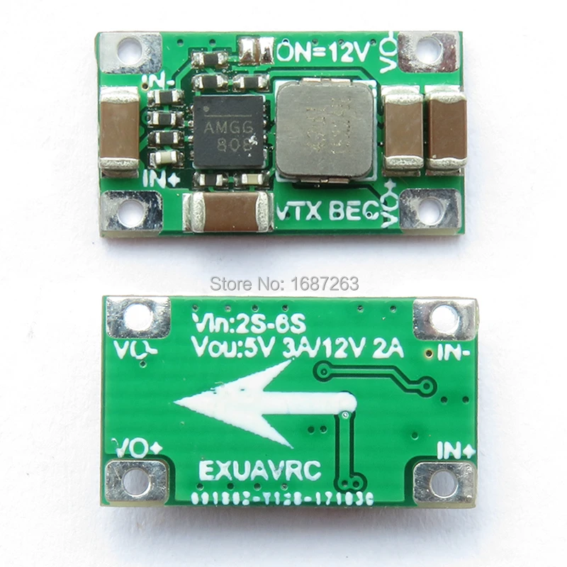 Micro 5V 3A / 12V 2A BEC UBEC Mini BEC 2 6S for FPV RC Quadcopter Drone ...