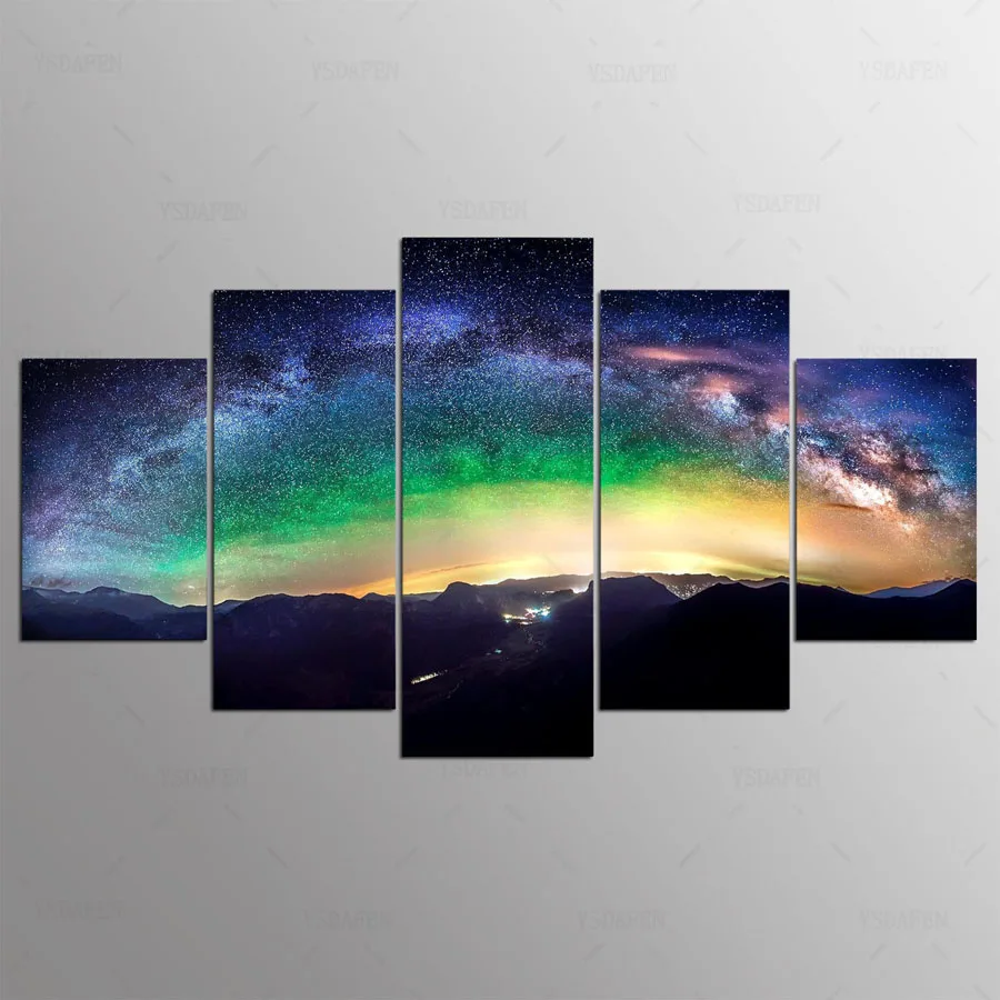 5 panel hd Milky Way Art print canvas art wall framed paintings for ...