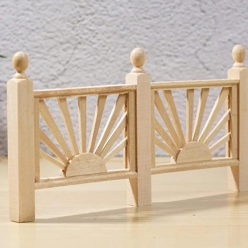 Wooden 1:12 Mini Dollhouse Balcony guardrail Miniature 3 section ...