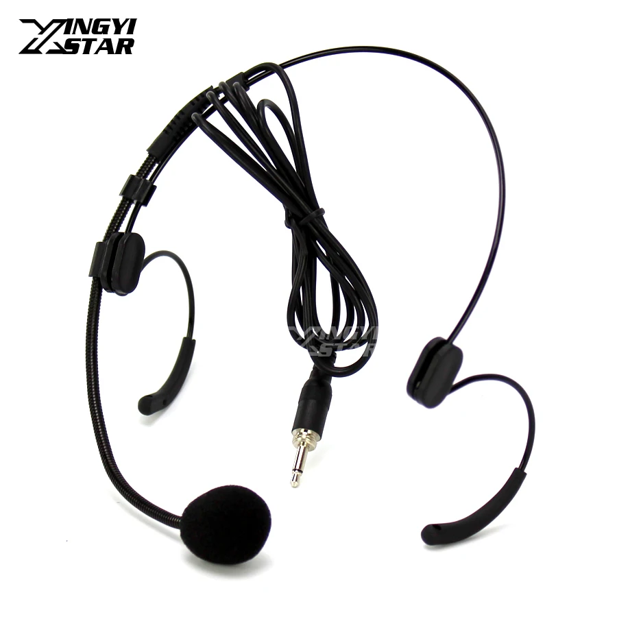 3.5mm Jack Male External Screw Double Earhook Headworn Mic Headset ...