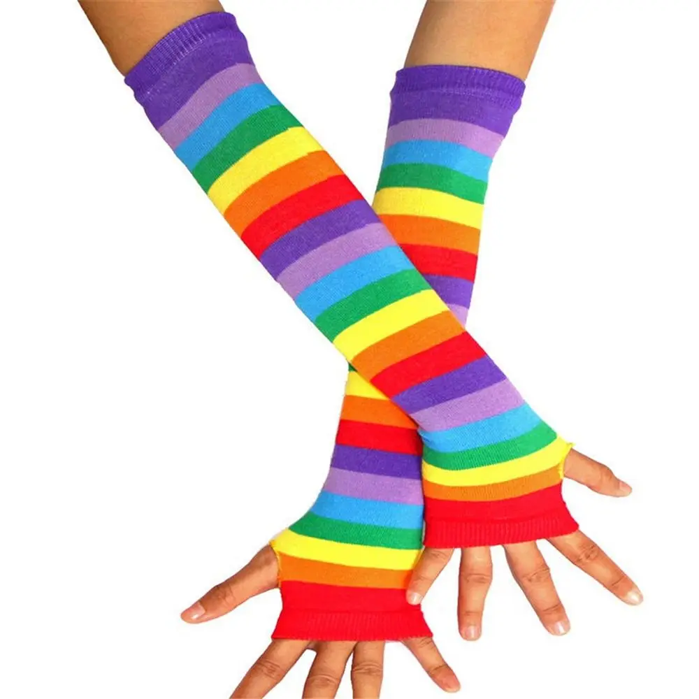 Aliexpress.com : Buy 1 Pair Colorful Cotton Blend Rainbow Fingerless ...