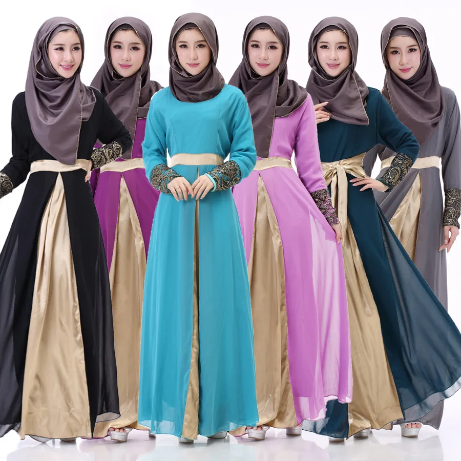 Muslim Gown Clothing Islamic Robe Long sleeved Dubai Dress maxi abaya ...
