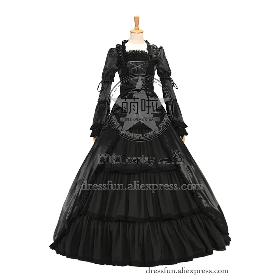 Renaissance Colonial Gothic Victorian Dress Punk Layered Ruffles Gown ...