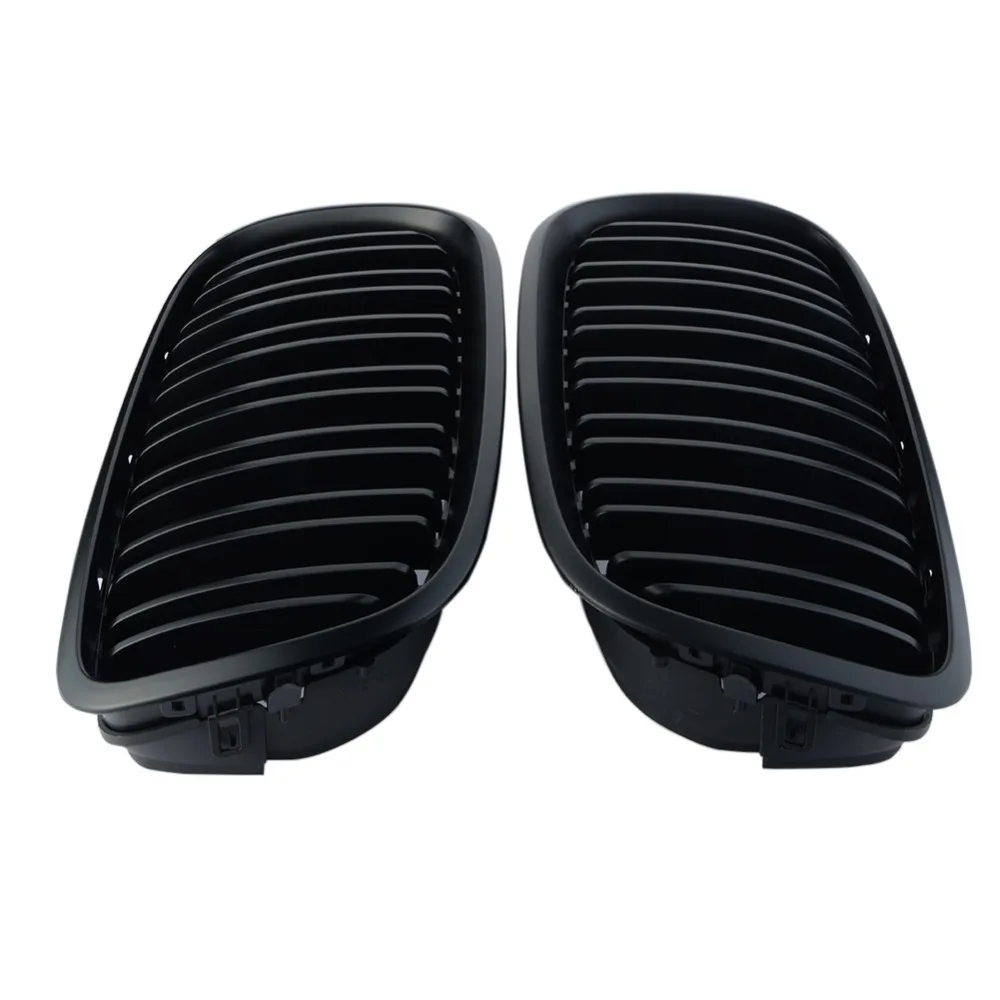 1Pair of Car Styling Matte Black Double Slat Kidney Grille Front Grill ...