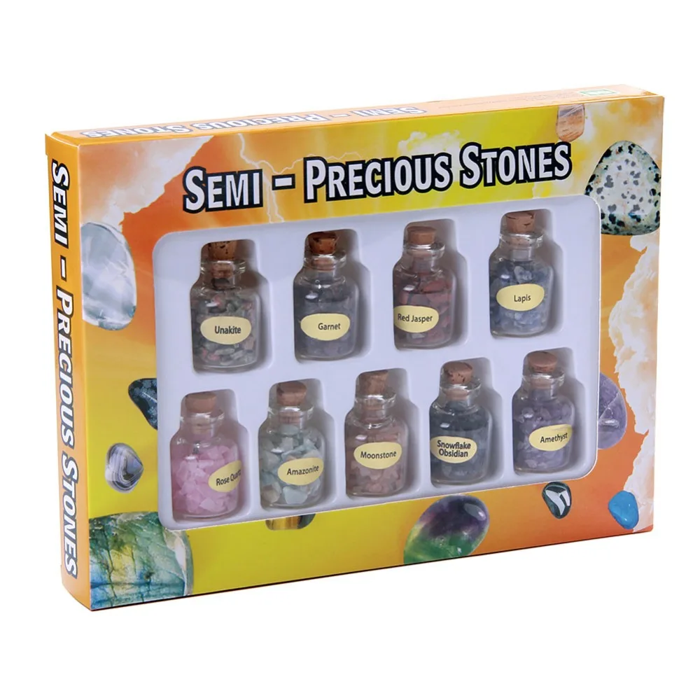 9pcs Mini Natural Gravel Stone Bottles Chips Reiki Healing Crystal ...