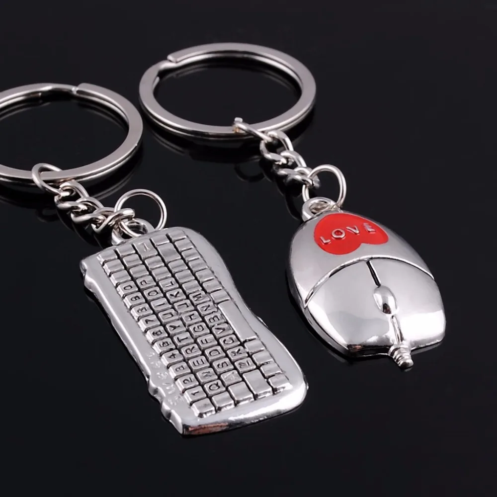 2Pc-Lover-Keychain-Key-Chain-Terminator-Creative-Keyboard-Mouse-The ...