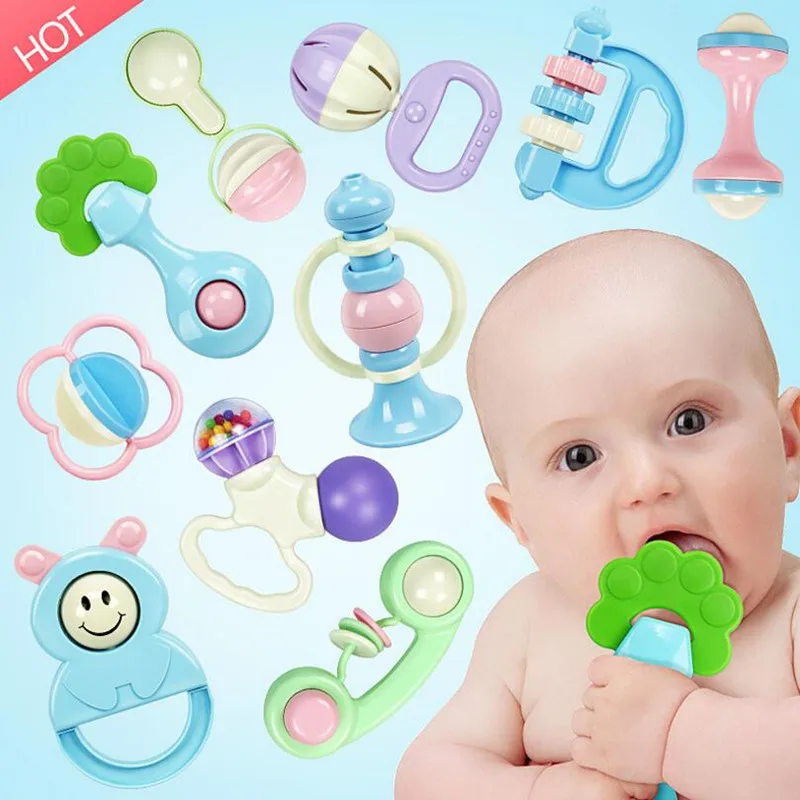 LittLove 10Pcs / Set Cute Cartoon Rattle Soft Teether 0 12 Months Baby ...