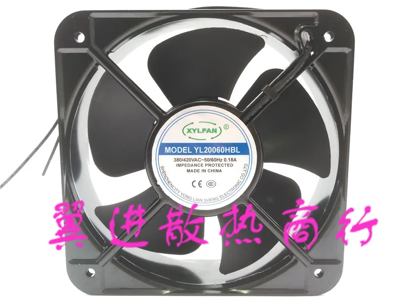 XYLFAN YL20060HBL AC 220V 0.35A 200x200x60mm 2-Wire Server Cooling Fan ...