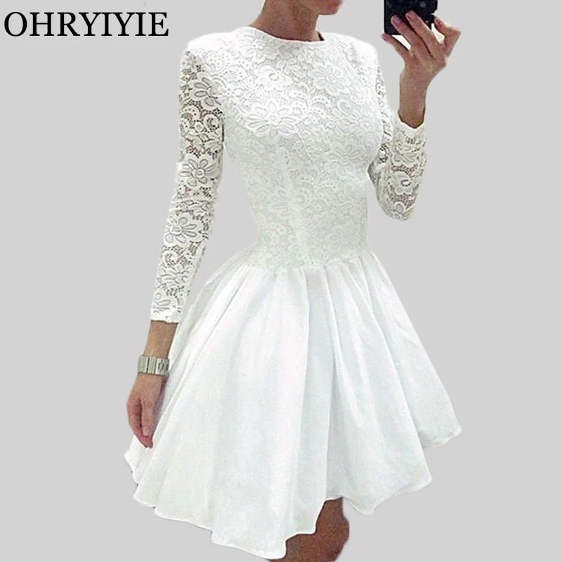 OHRYIYIE Vestidos Lace Dress Elegant Women 2018 Summer Long Sleeve Slim ...