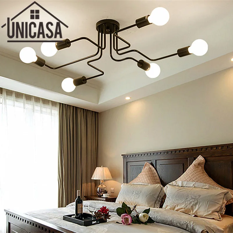 Vintage Bar Multiple Rod Wrought Iron Ceiling Lamp Lights For Home ...