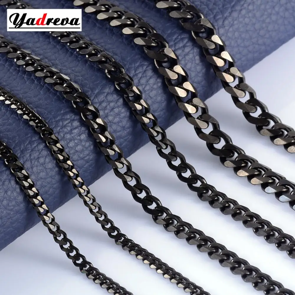 Stainless Steel 3.5mm / 5mm / 7mm Cuban Chain Black Waterproof Men's ...