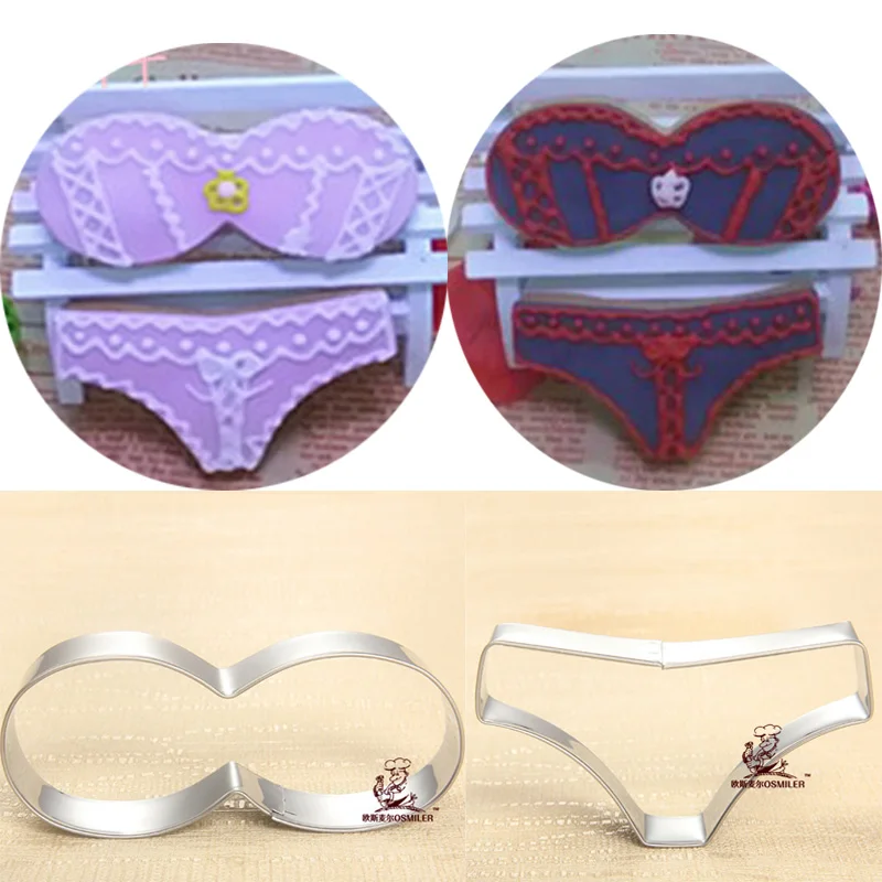 섹시한 브래지어 팬티 속옷 몰드 금속 쿠키 커터 제과점 Reposteria 마카롱 컵케익 퐁당 케이크 장식 도구 2 개쿠키