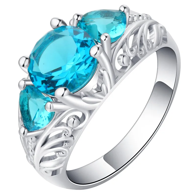 Light Blue Colour CZ Diamend Finger Rings with AAA Cubic Zircon High ...
