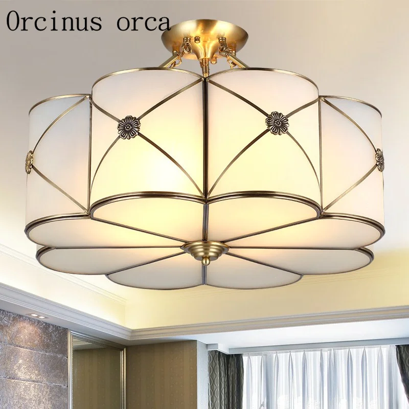 European style copper ceiling lamp living room dining room balcony ...