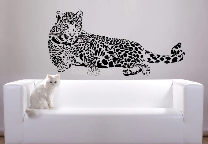 Black-Vinyl-Wall-Stickers-Cheetah-Leopard-Art-Removable-Wall-Decals ...