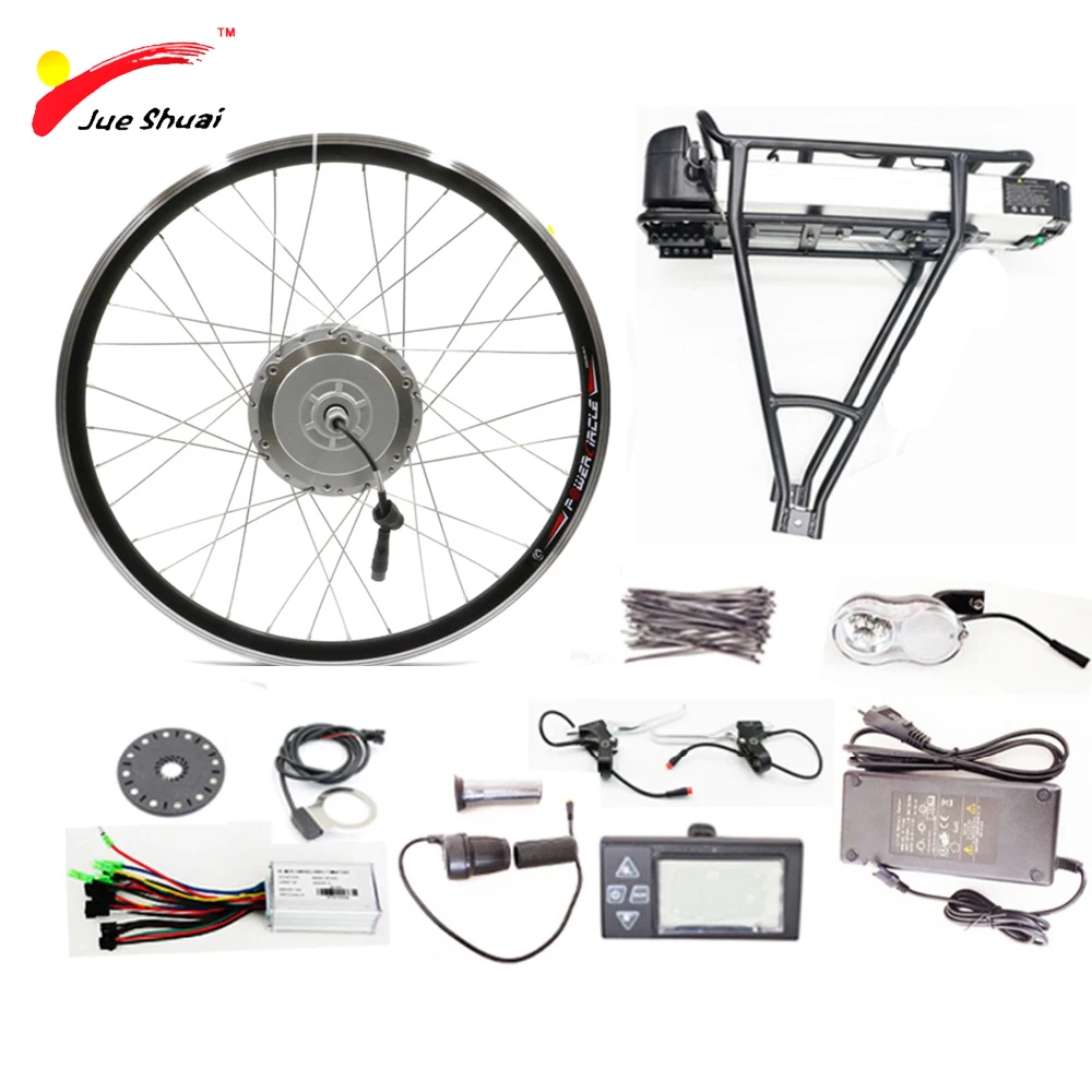 36V 500W Electric Bike Conversion Kit with Battery Brushless Hub Wheel ...