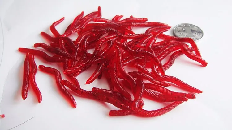 25Pcs 0.3g4cm Simulation False Earthworm Worms Artificial Fishing Lure ...
