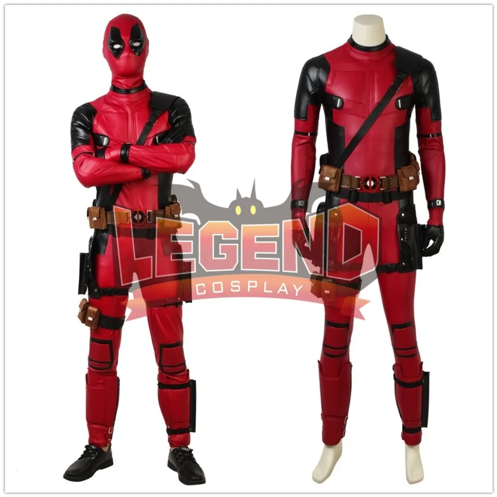 Movie Deadpool 2 Suit deadpool red jumpsuit cosplay costume gloves mask ...