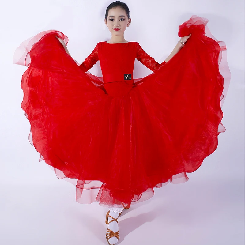 Child Ballroom Dance Competition Long Dresses Waltz Stage Performance ...