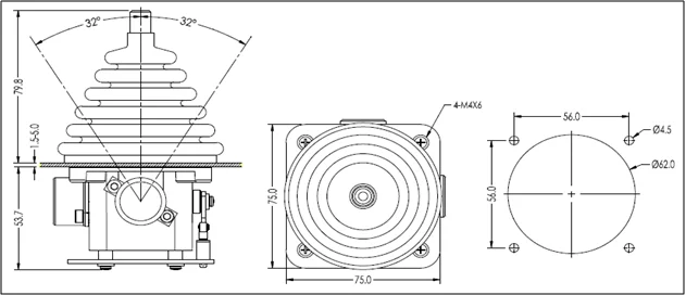SJ100 промышленный джойстик с датчиком Холла