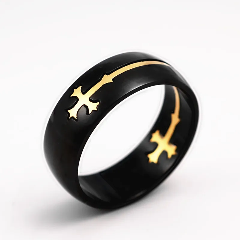 Fashion Separable Cross Ring for Men Woman Black Color Stainless Steel ...