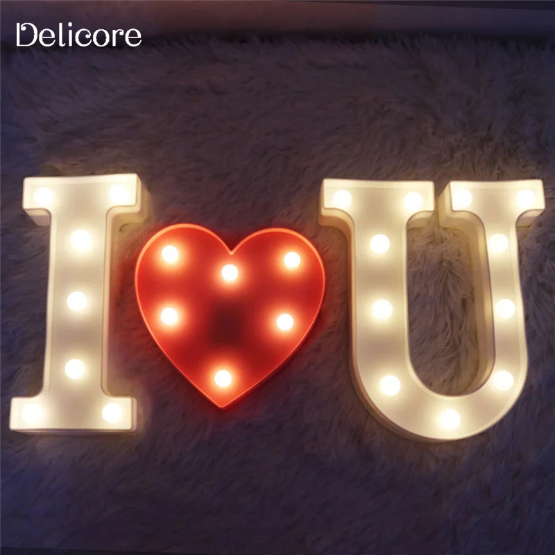DELICORE I LOVE U Letter LED Marquee Sign Night Light For Wedding Decor ...