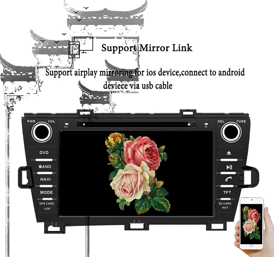 2 DIN 4G 64GB Android 9.0 Mobil DVD untuk Toyota Prius 2009 2010 2011 ...