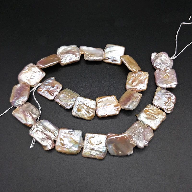 Shuangsheng New Natural Square Button Pearl Beads 15 20mm Pink and ...