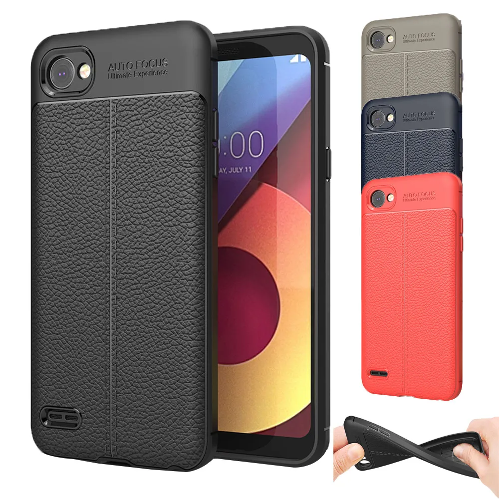 For LG Q6 Case Q6A M700 Case Luxury TPU Silicone Imitation Leather back ...