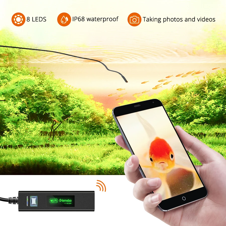 Acquistare Foto e fotocamera | 8MM WIFI Endoscope Camera HD 1200P Semi ...