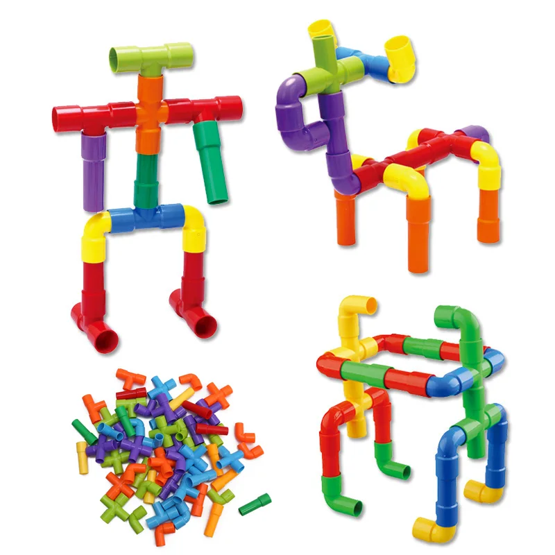 Kids Educational Toy Pipe Blocks Creative DIY Bricks Toys Pipeline ...