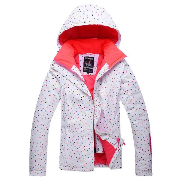 WOMEN Skiing Jackets White Color Printing Cotton Waterproof Warm Ski ...