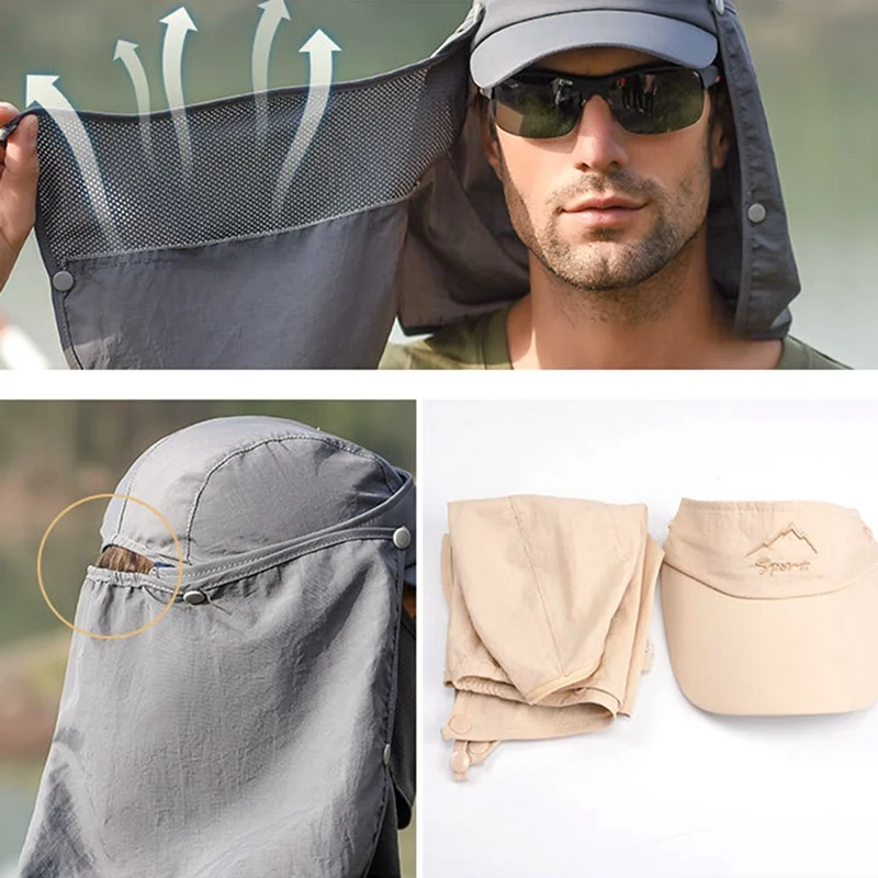 Sunshade UV Protection Hat Outdoor Quick Dry Flap Caps Breathable ...