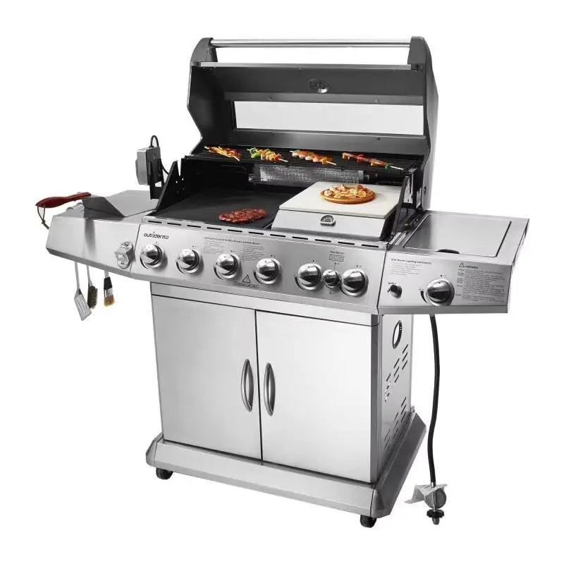 S.Steel 304 Grand Outdoor Gas BBQ Grill, 6 + Side + Back BurnerS ...