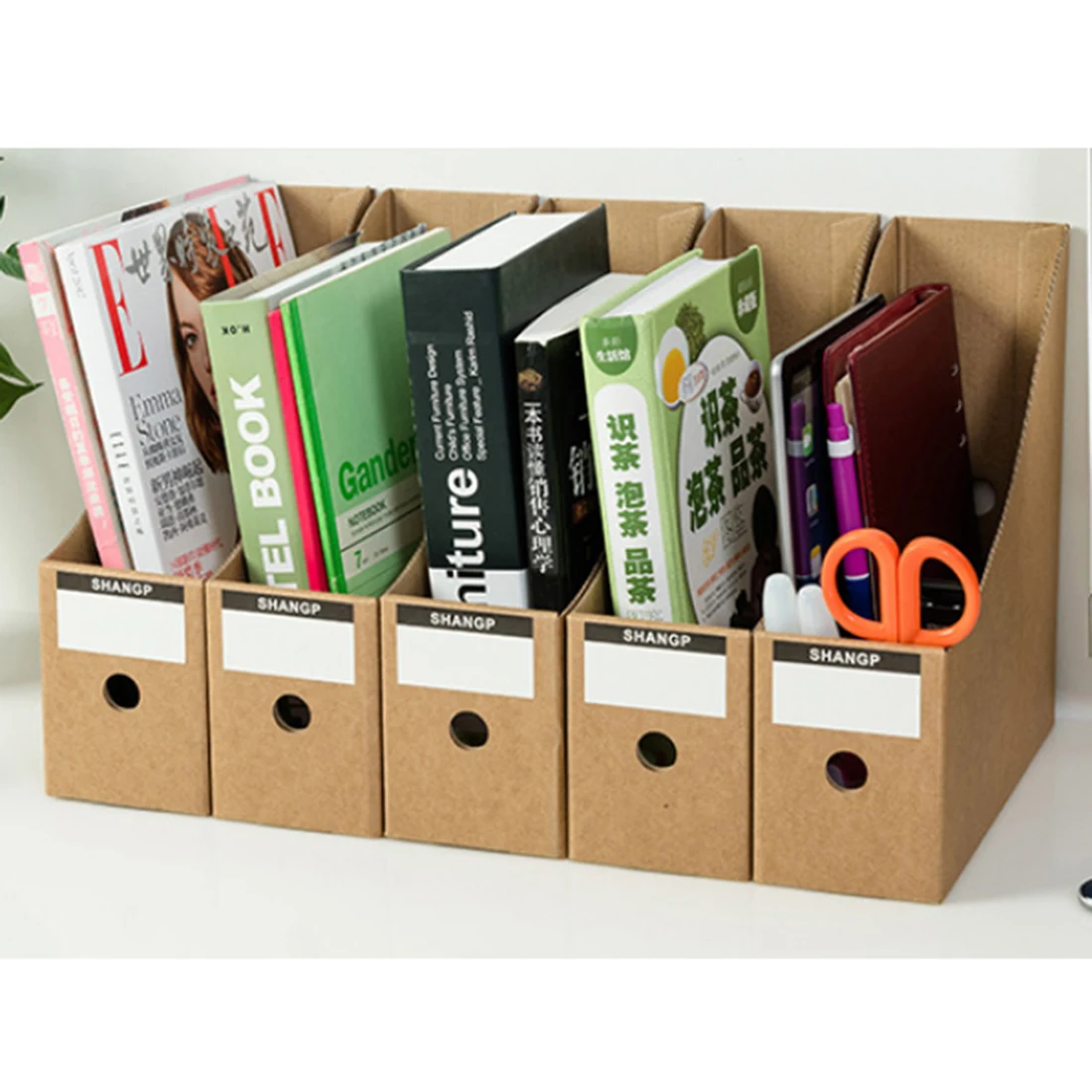 HIPSTEEN 5Pcs Hard Paper Document File Storage Box Office Study Desktop ...