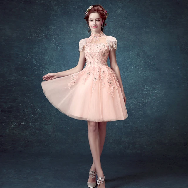 127 84 Nuevo Estilo 2016 Vintage Rosa De Encaje Corto Backless Vestidos ...