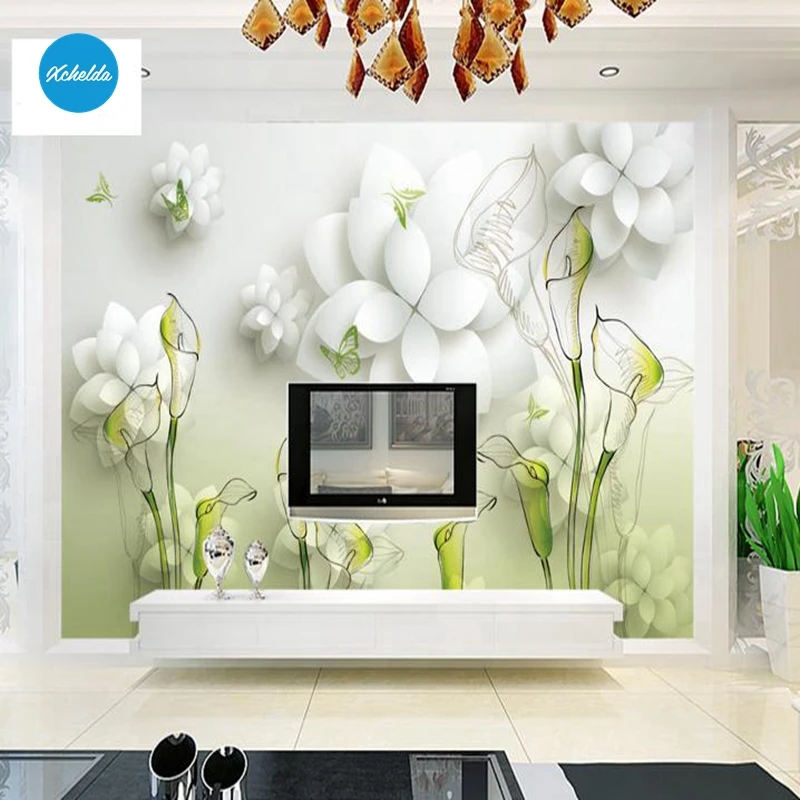 XCHELDA Custom 3D Wallpaper Design White Flower Photo Kitchen Bedroom ...