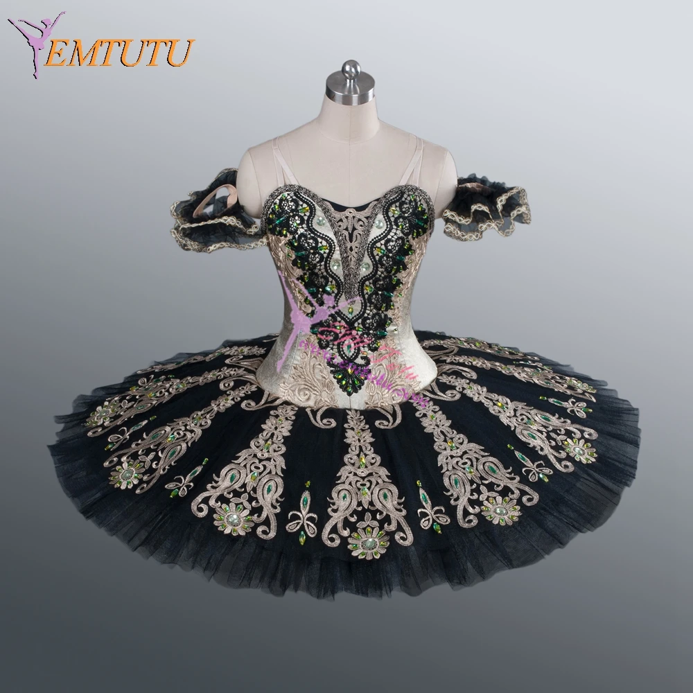 Adults Professional Ballet Tutu Black Gold Platter Pancake Performance ...