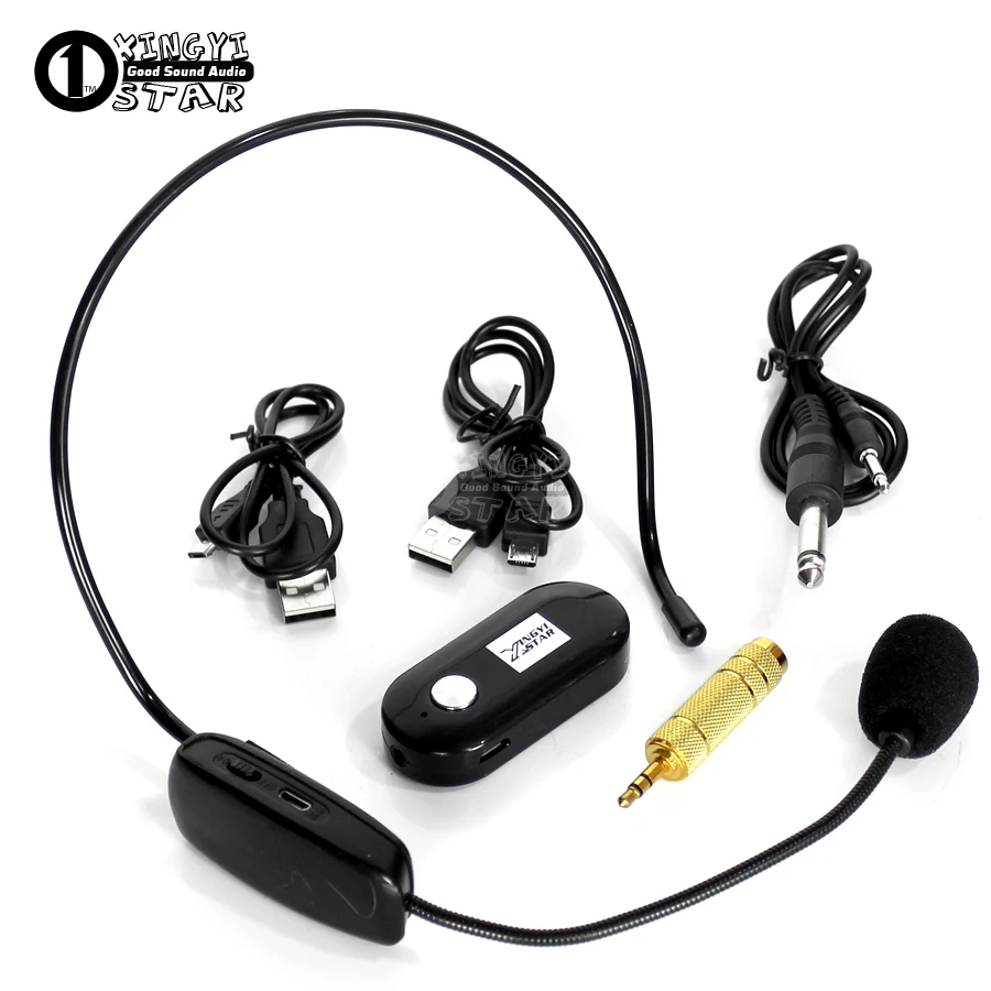 Mini Headworn Wireless Microphone Headset Mic & 6.5mm 3.5mm Jack ...