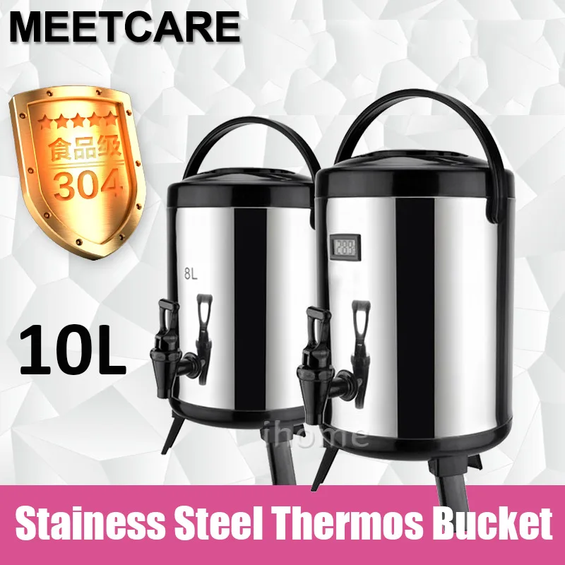 10L Kitchen Stainless Steel Thermos Faucet Bucket Cafe Tea Pot Use for ...